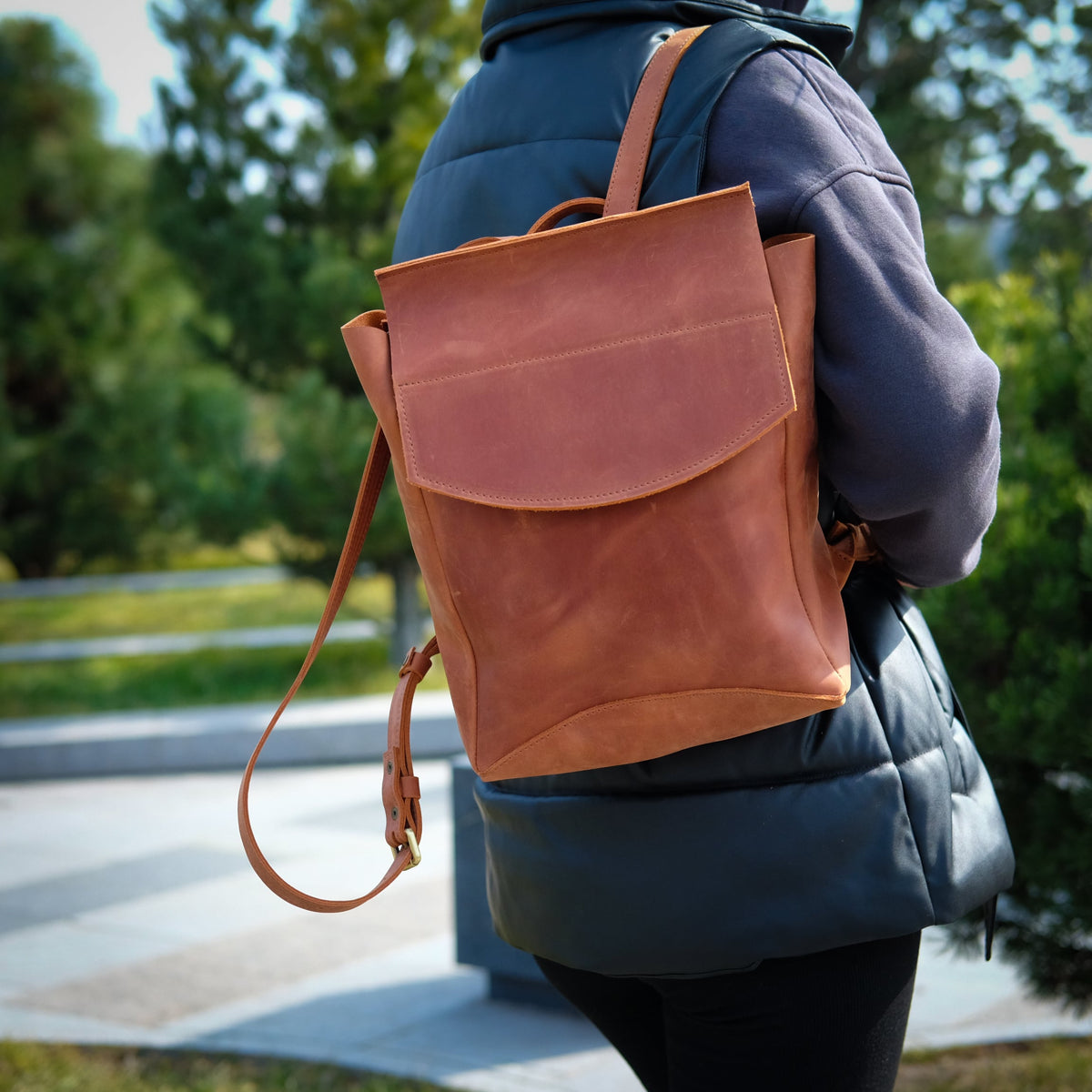 Leather Backpack Women - Whiskey & Shop Today – mikaua